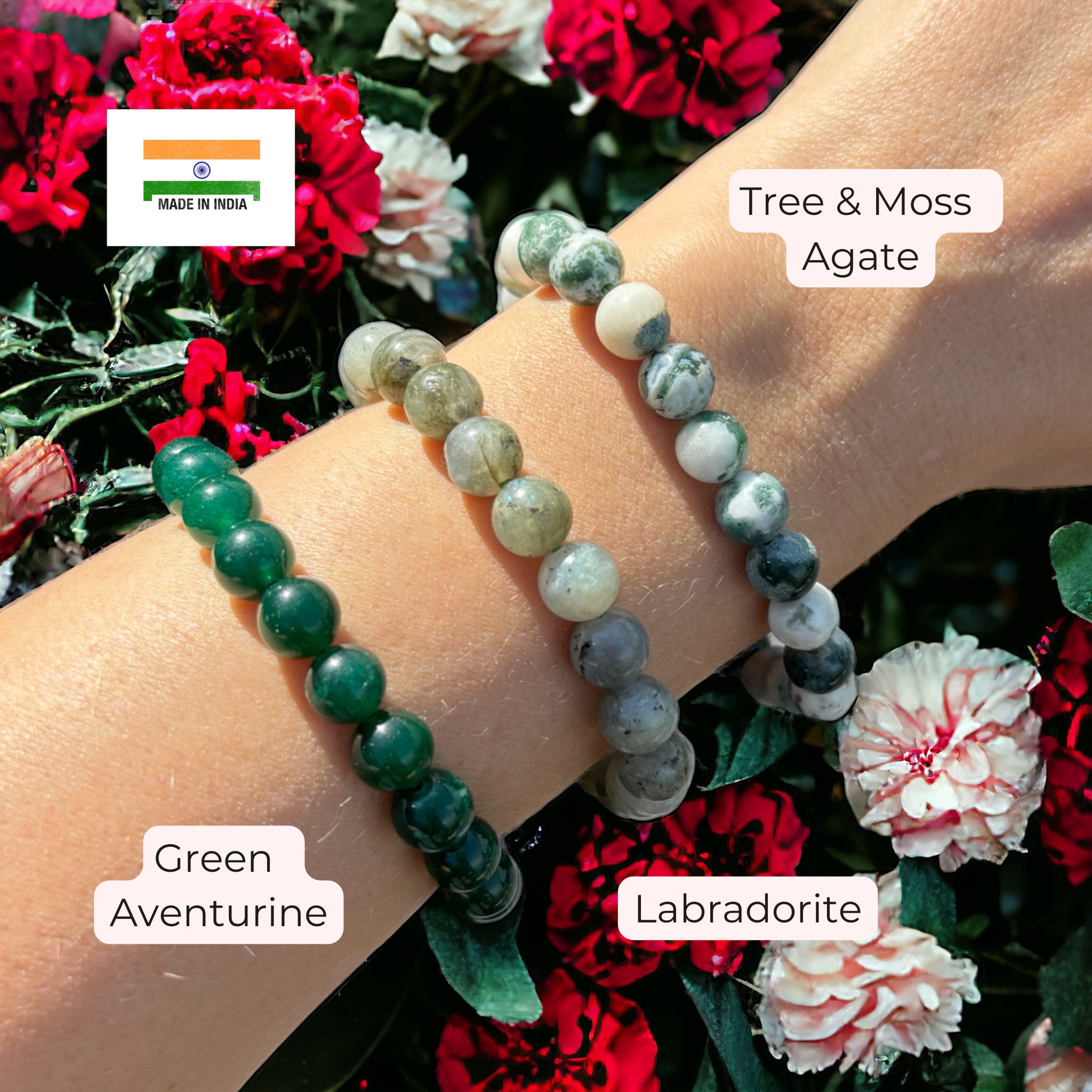 Handmade Bracelet From India, Natural Stones, 6 Mm Beads, You Choose ...