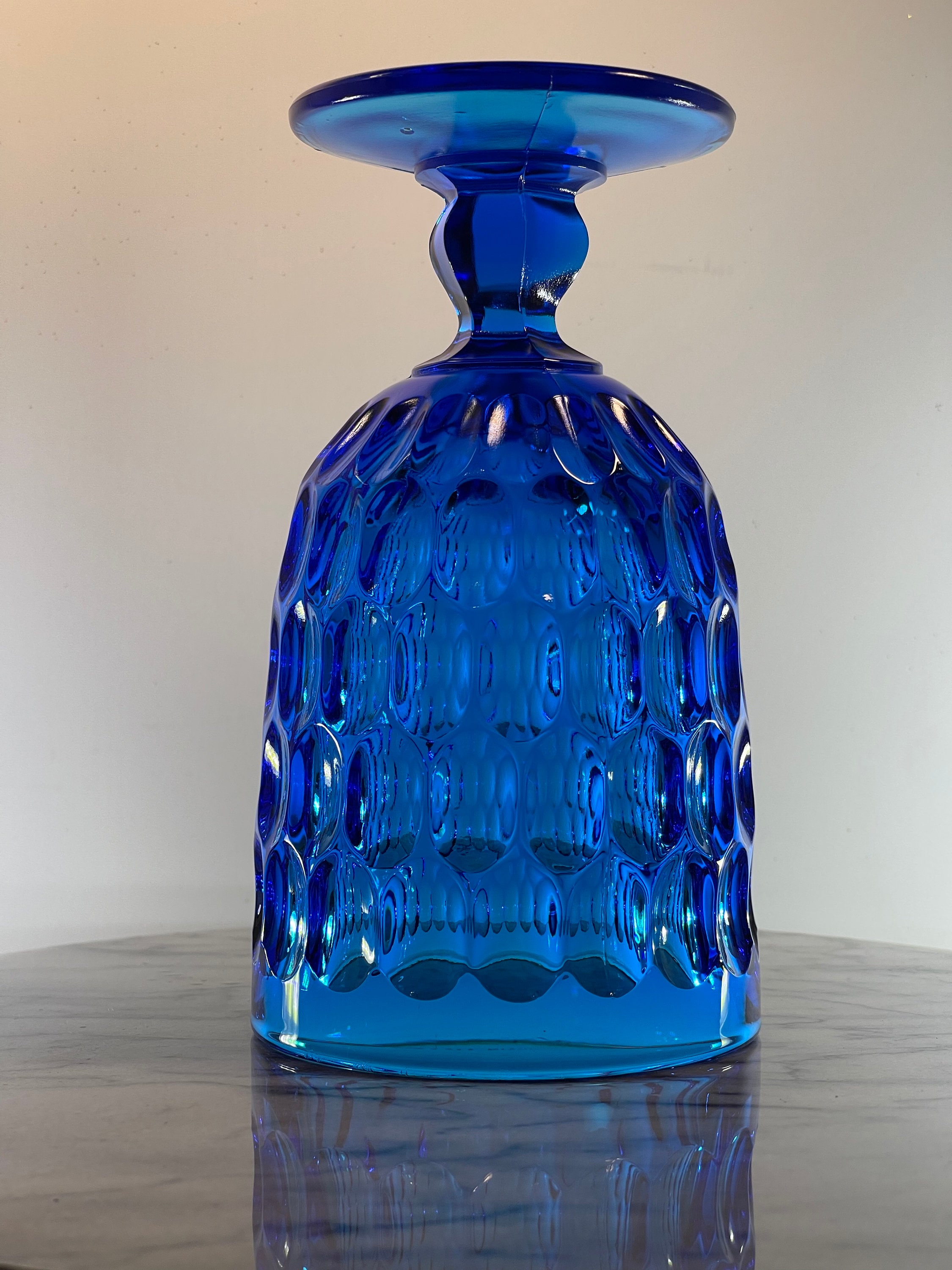 Vintage Blue Fenton Thumbprint Glass - Etsy