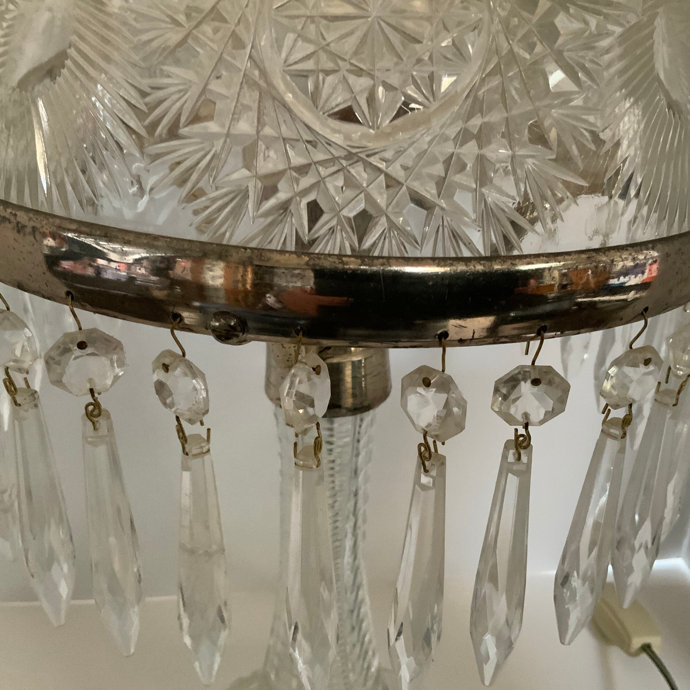 Cut Glass Lamp With Prisms Mushroom Shade Home Living Decor - Etsy