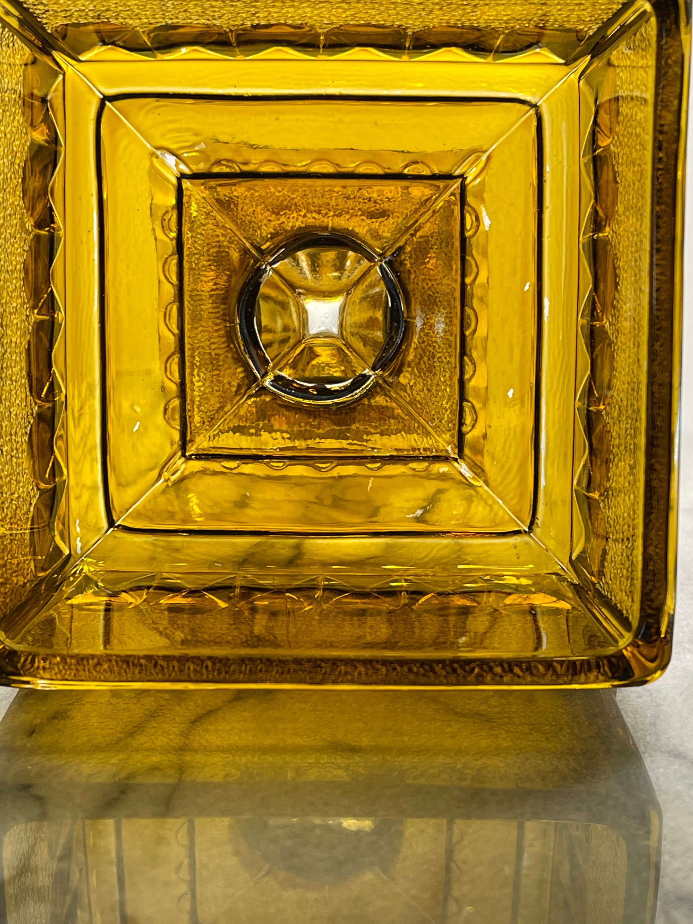 Carnival Glass Square Footed Compote Amber Candy Dish - Etsy