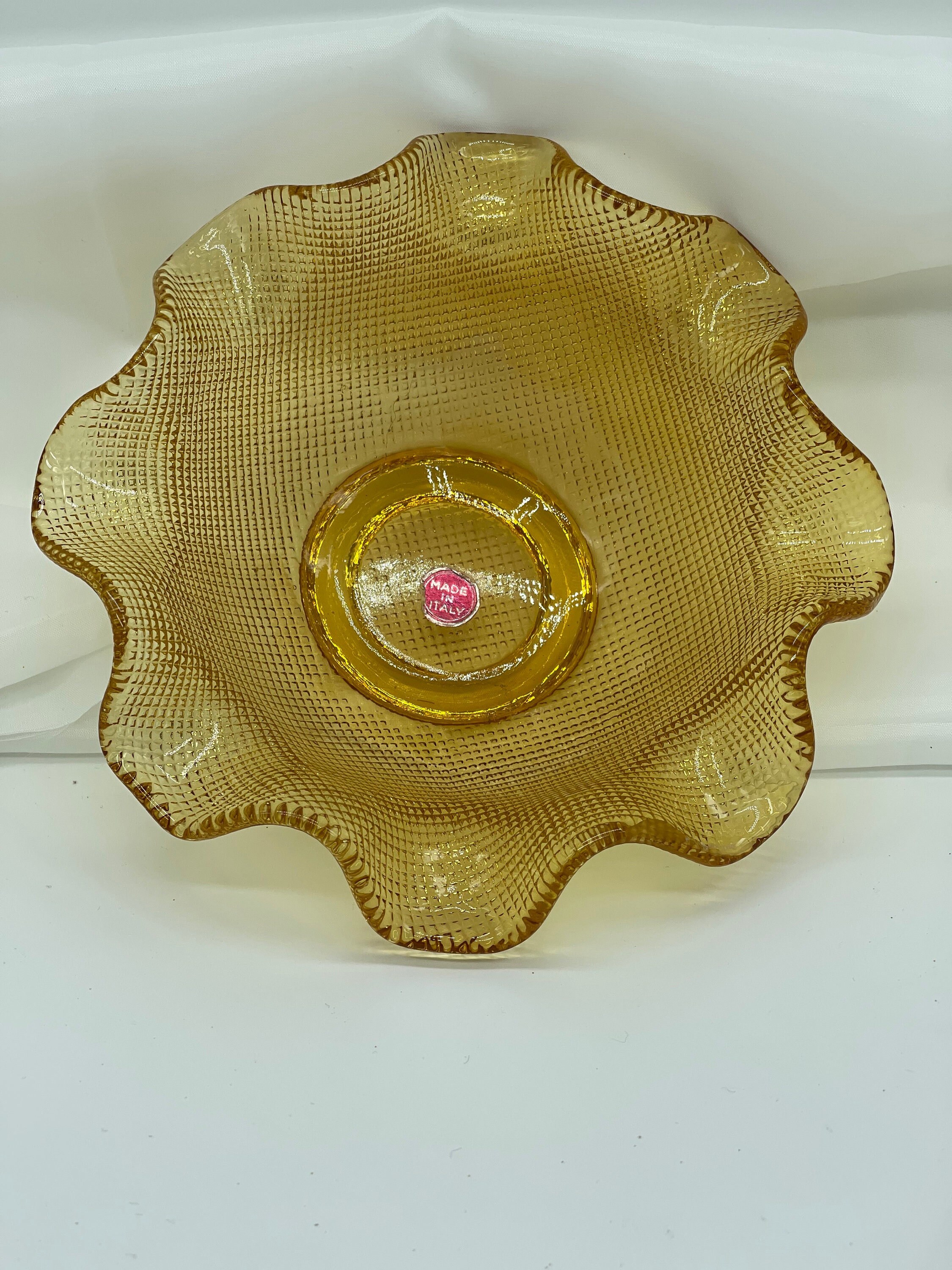 Yellow Vintage Italian Scalloped Glass Candy Dish - Etsy