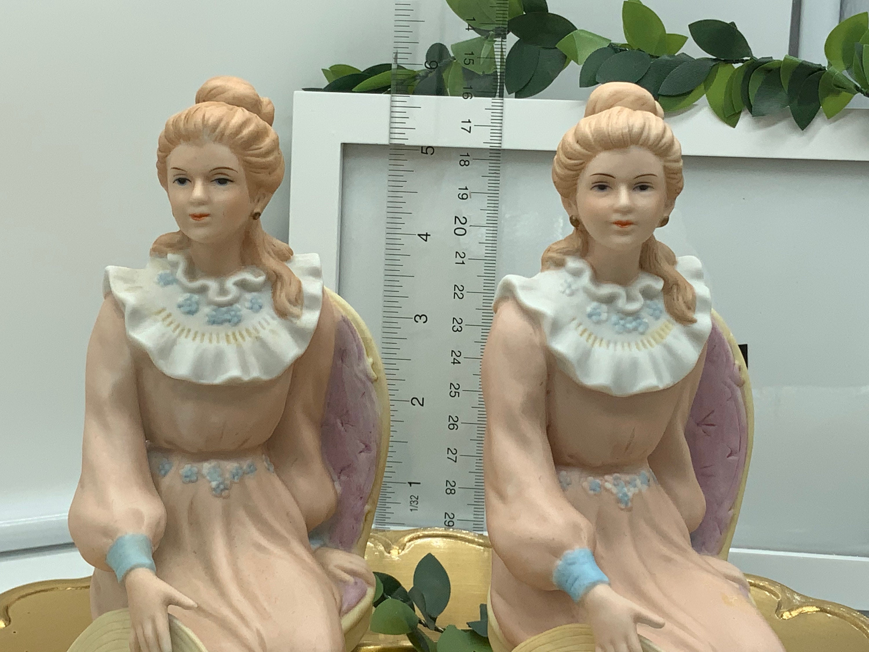 Vintage Homco Porcelain Lady Figurines, Bookends Set - Etsy