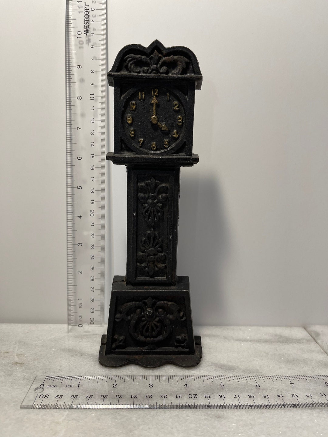 Vintage Cast Iron Grandfather Clock Bank - Etsy
