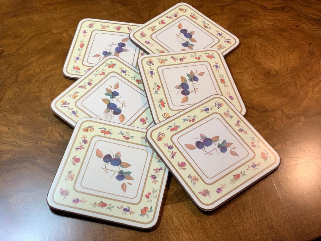 Vintage Royal Worcester Evesham Cork Back Coasters - Etsy