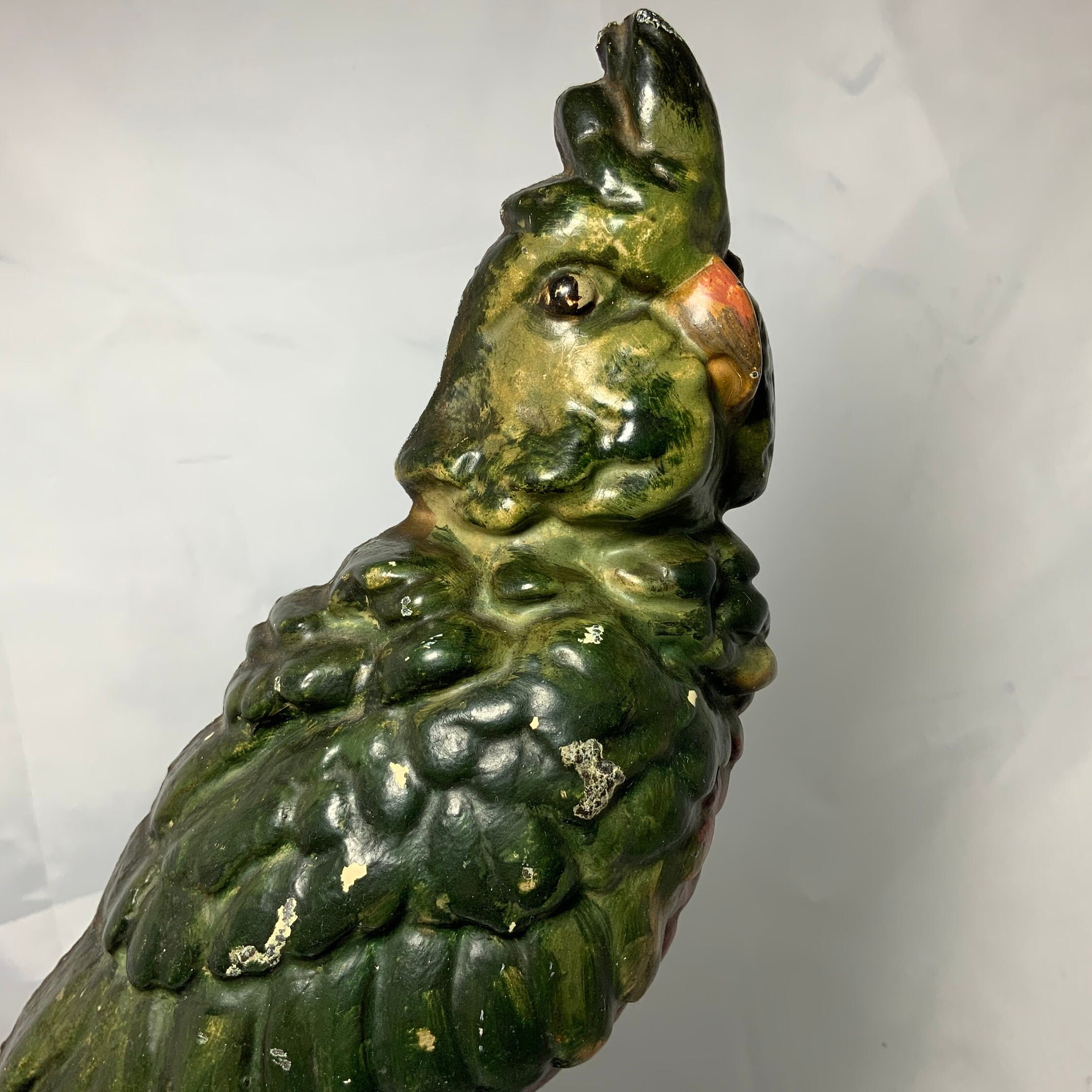 Beautiful Green Tropical Bird Door Stop Cast Iron Parrot Cockatoo ...