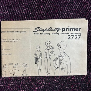 1950s Dress and Jacket Size 14 Bust 34 Simplicity 2727 Vintage Sewing ...