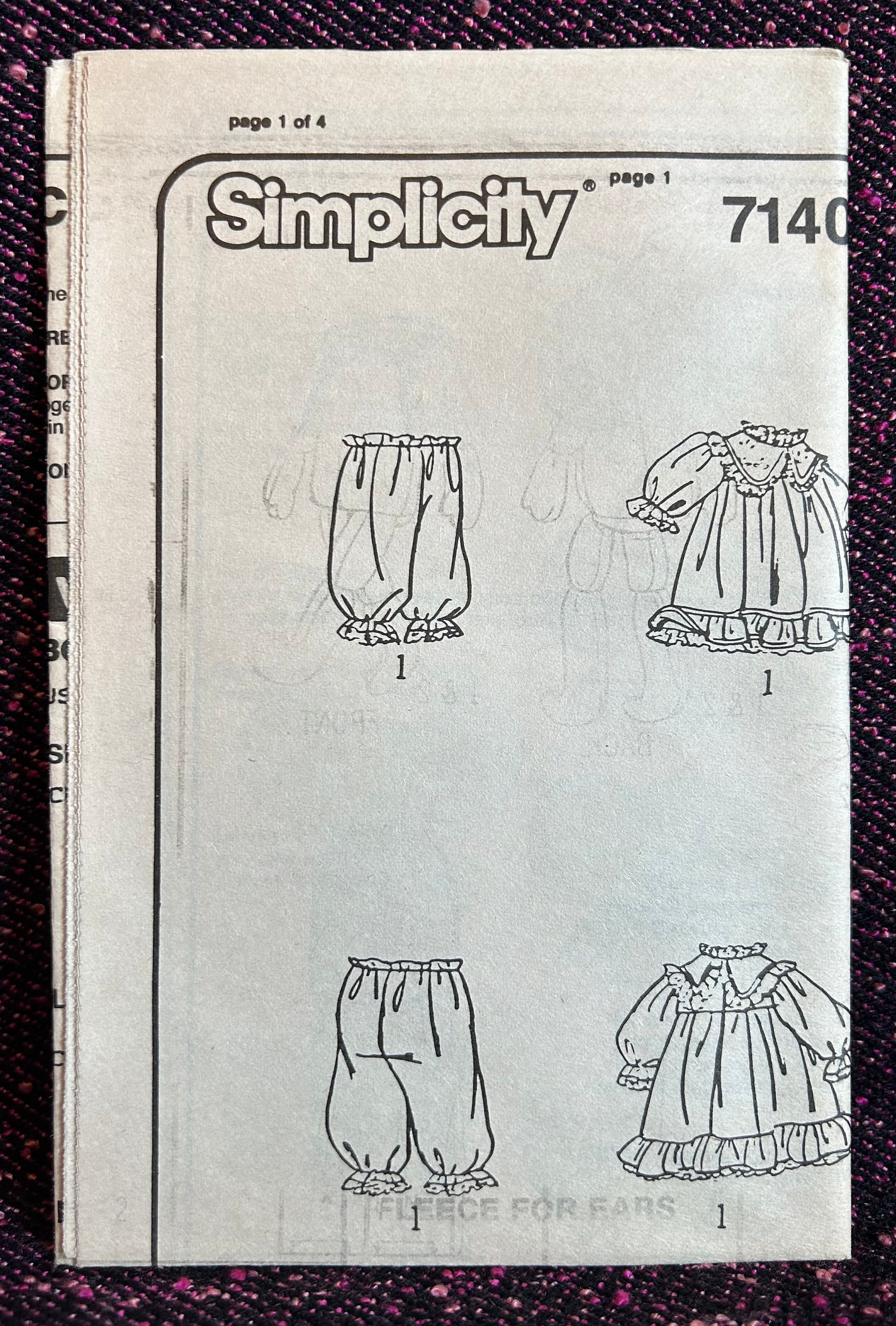 1990s Stuffed Elephants and Clothes Factory Folded Simplicity 7140 ...