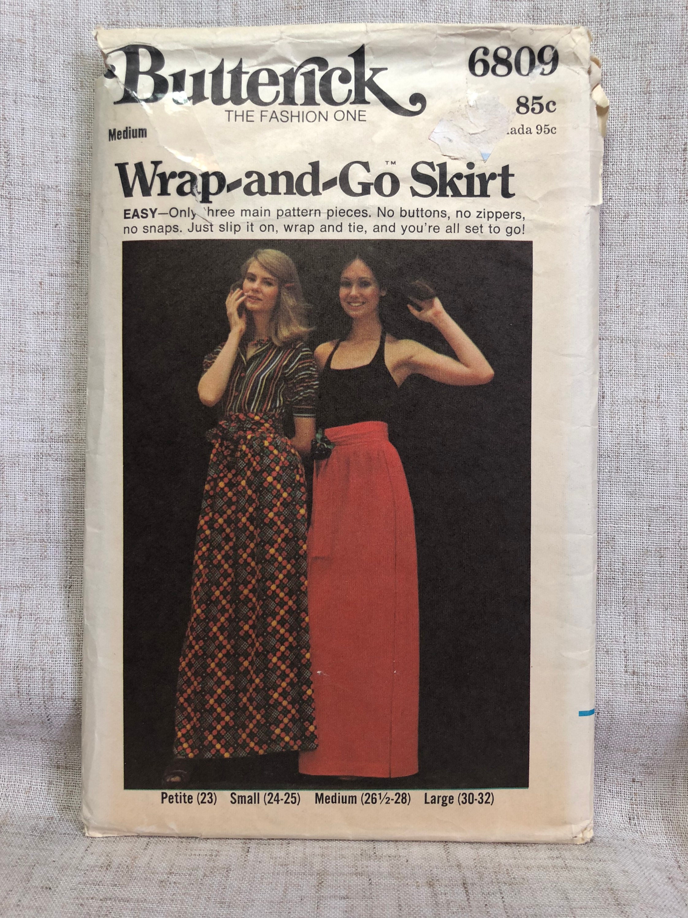 Vintage 1970s Butterick 6809 Wrap and Go Maxi Skirt Size Medium Waist ...