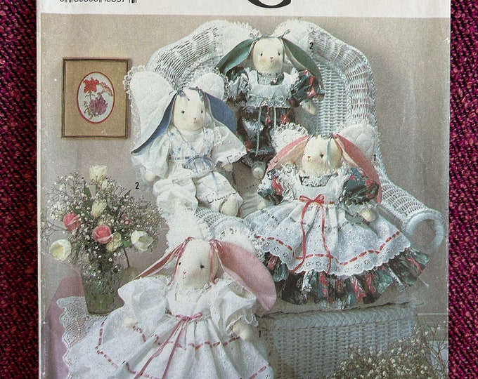 1990s Stuffed Angel Bunnies and Clothes Simplicity 7044 Vintage Sewing ...