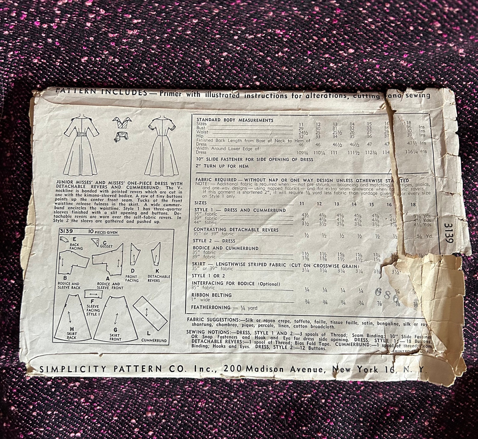 1940s Dress With Detachable Revers and Cummerbund Size 14 Bust 32 ...
