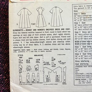1960’s Factory Folded Simplicity 3789 Size 12 Bust 32 Dress and Coat ...