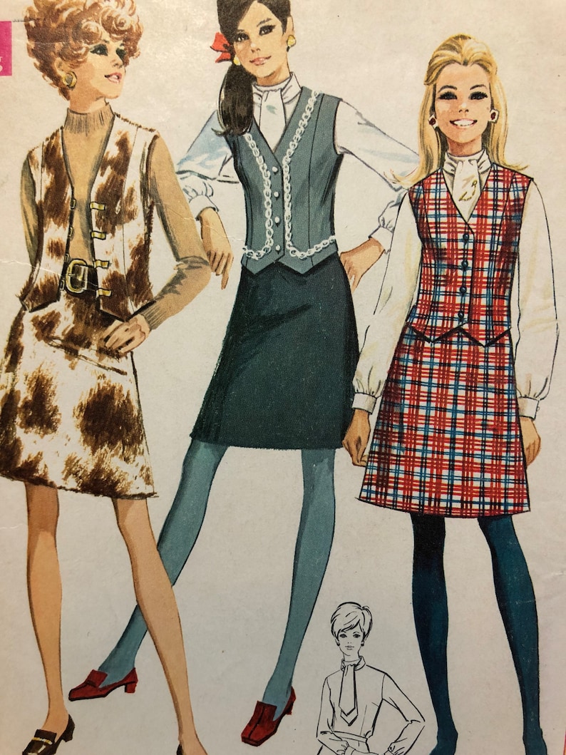 1960s Skirt Vest Blouse Simplicity 7808 Size 12 Bust 34 - Etsy