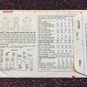 1960’s Factory Folded Simplicity 3789 Size 12 Bust 32 Dress and Coat ...