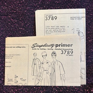 1960’s Factory Folded Simplicity 3789 Size 12 Bust 32 Dress and Coat ...