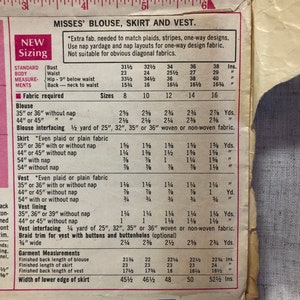 1960’s Skirt Vest Blouse Simplicity 7808 Size 12 Bust 34 Vintage Sewing ...