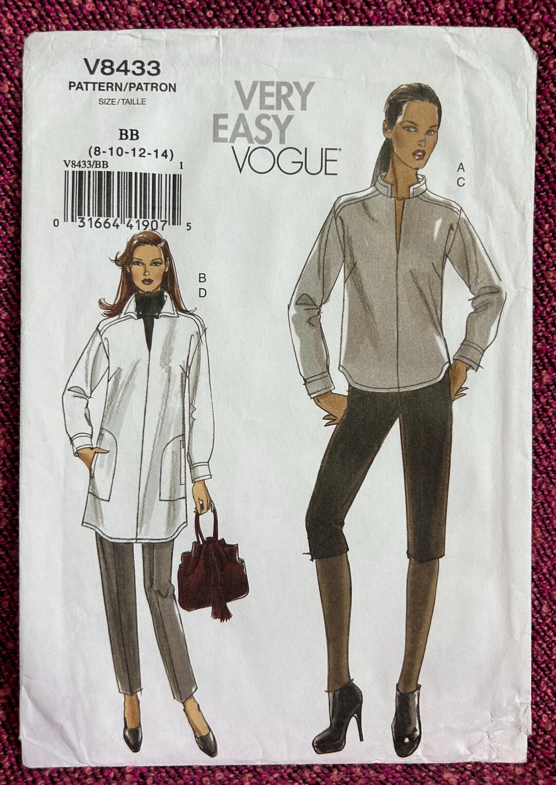 Tunic Pants Capris Sizes 8-10-12-14 Bust 31.5-32.5-34-36 Vogue 8433 ...