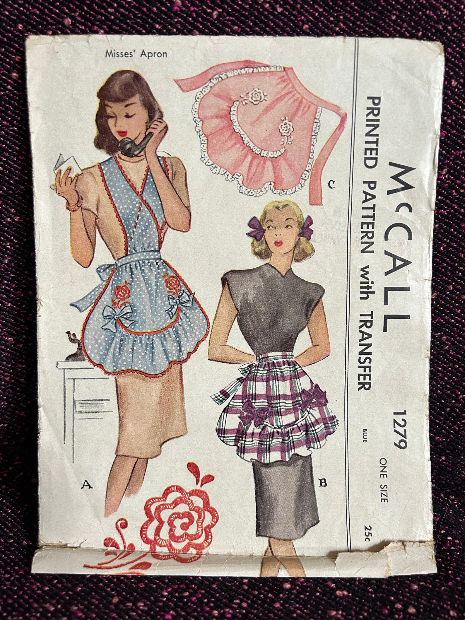 1940s 1946 Aprons Bib and Half Mccall 1279 Vintage Sewing Pattern - Etsy