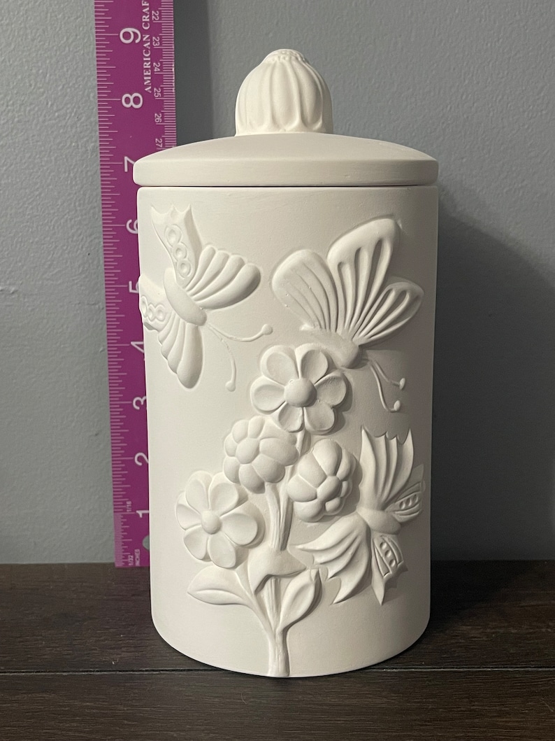 Ready to Paint Ceramic Bisque, Butterfly Canister - Etsy