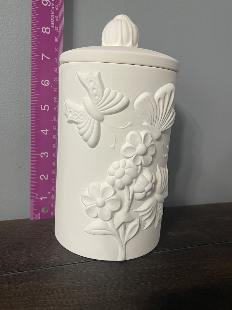 Ready to Paint Ceramic Bisque, Butterfly Canister - Etsy
