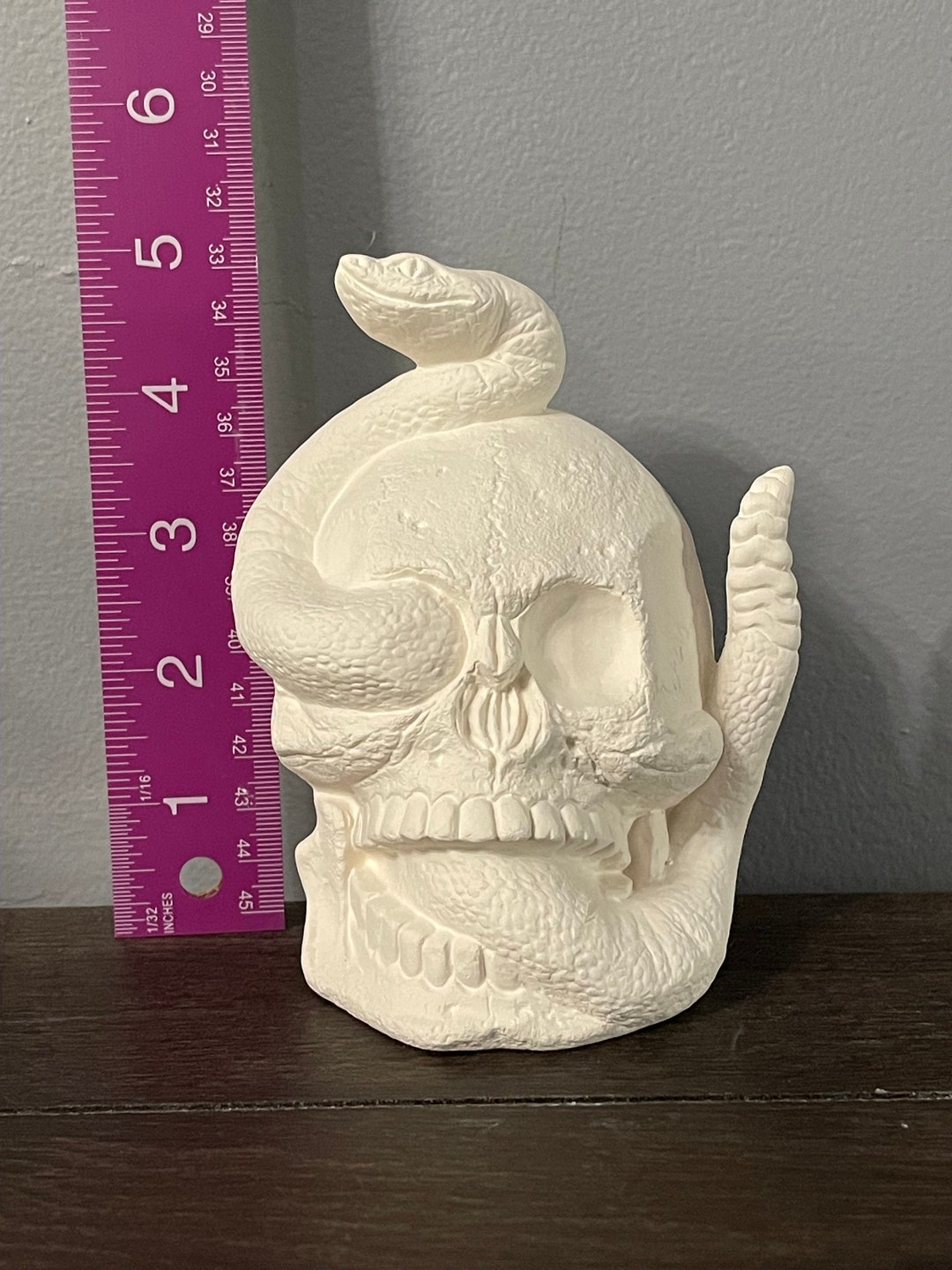 Ready to Paint Ceramic Bisque, Skull With Snake - Etsy