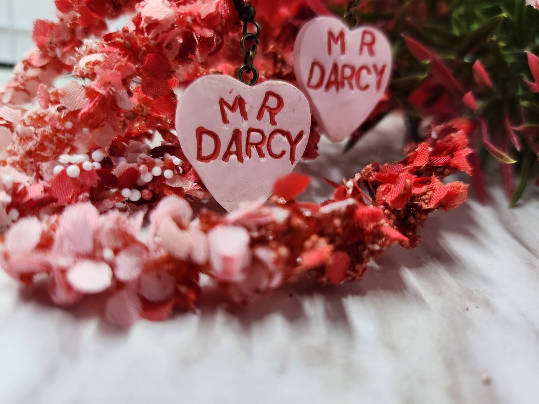 Mr. Darcy Candy Heart Earrings - Valentine's Day Galentine's Gift ...