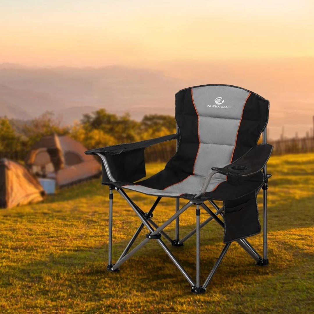 Alpha Camp Foldable Camping Chair Oversized Padded Heavy Duty Portable ...