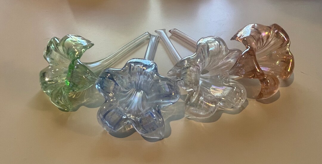 Vintage Table Laying Glass Flower Vase Peach - Etsy