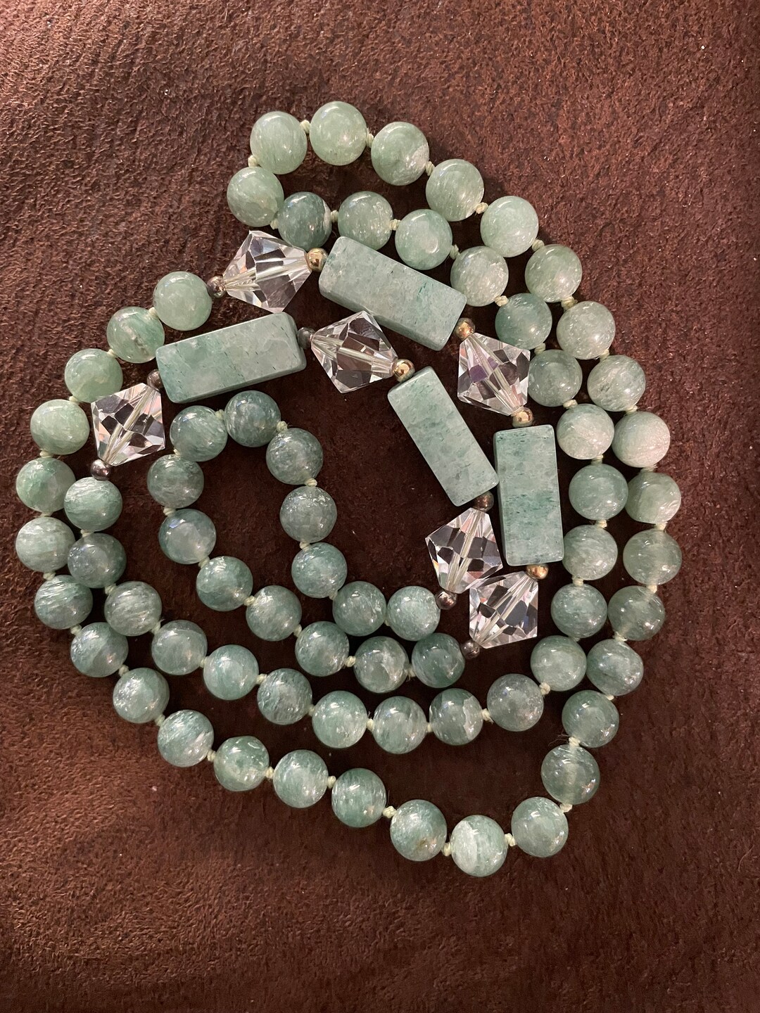 Vintage Jadeite Beaded Necklace With Clear Glass Bicones - Etsy