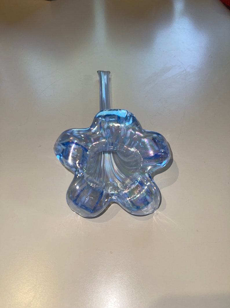 Vintage Table Laying Glass Flower Vase Blue - Etsy