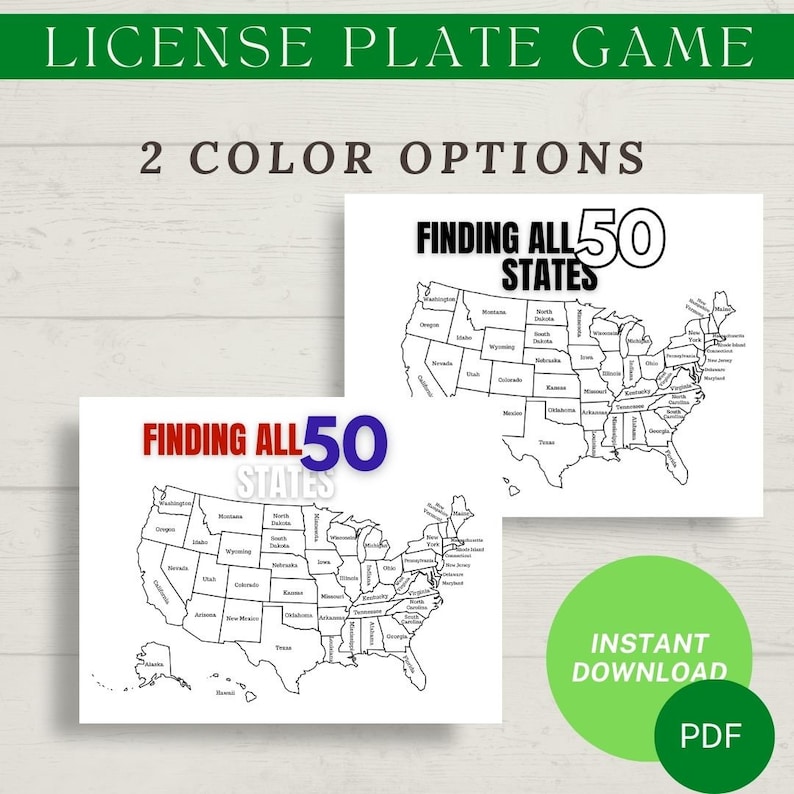 Map License Plate Scavenger Hunt for Road Trips - Etsy