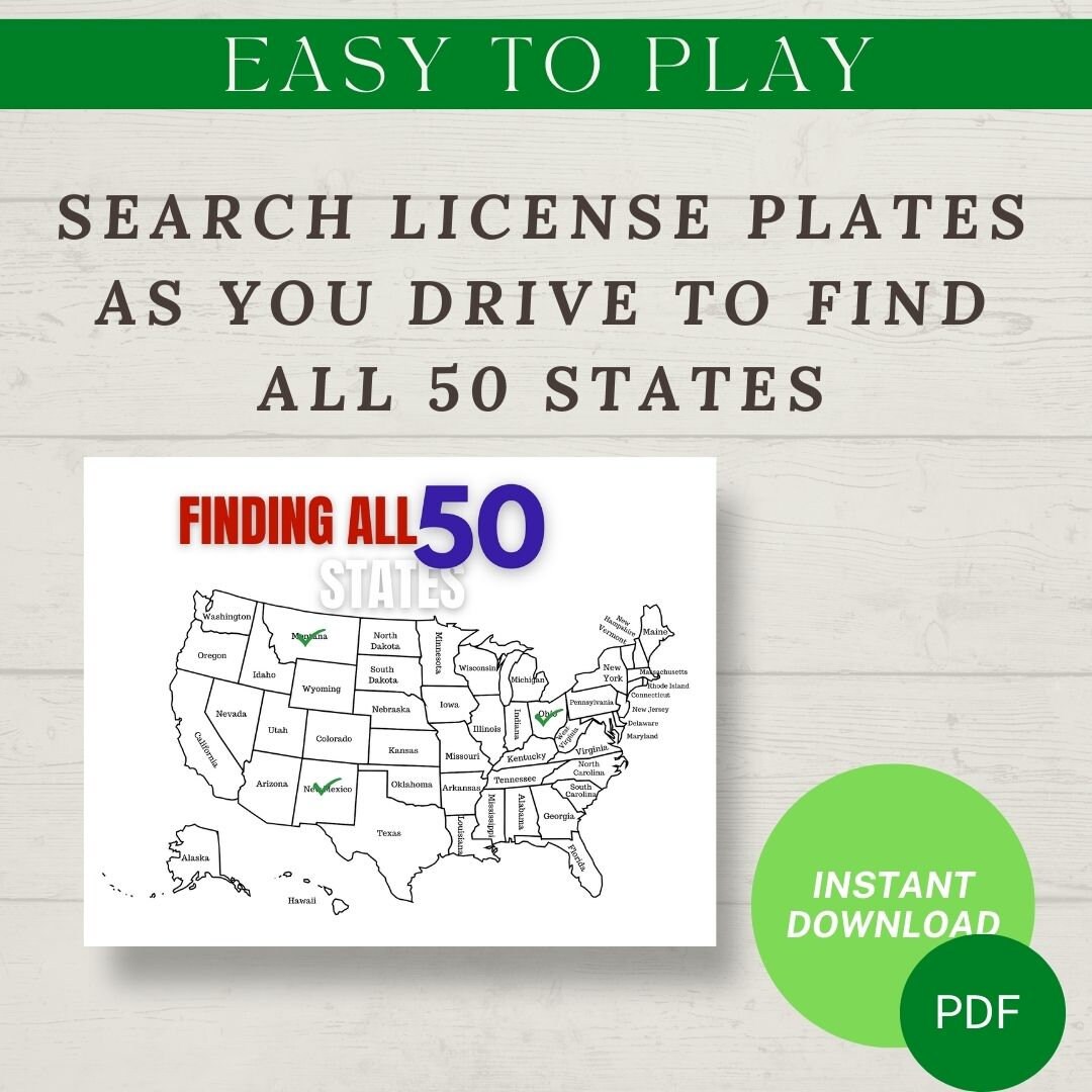 Map License Plate Scavenger Hunt for Road Trips - Etsy