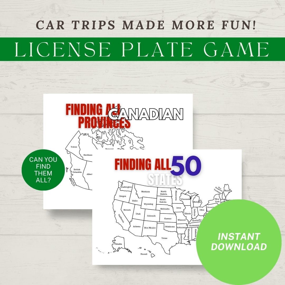 Map License Plate Scavenger Hunt for Road Trips - Etsy