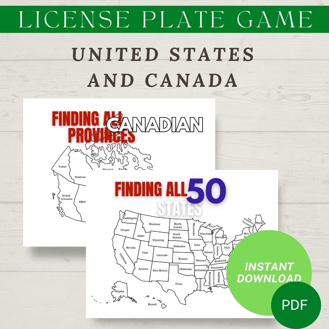 Map License Plate Scavenger Hunt for Road Trips - Etsy