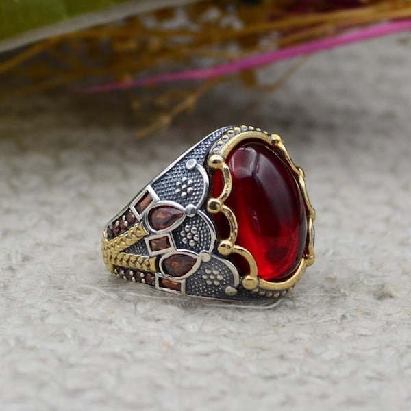 Ruby Men Ring - Etsy