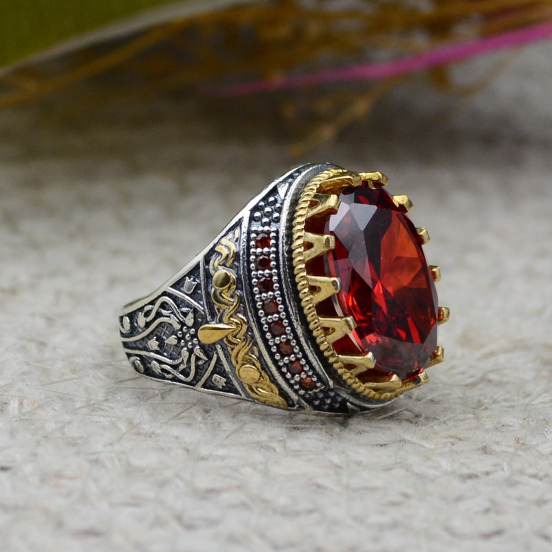 Mens Garnet Ring - Etsy