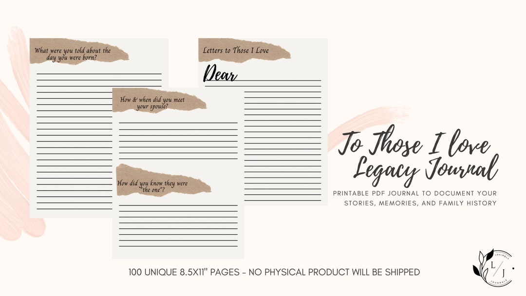 Legacy Journal, Life Story Book, Keepsake, Gift for Grandmother, Gift ...