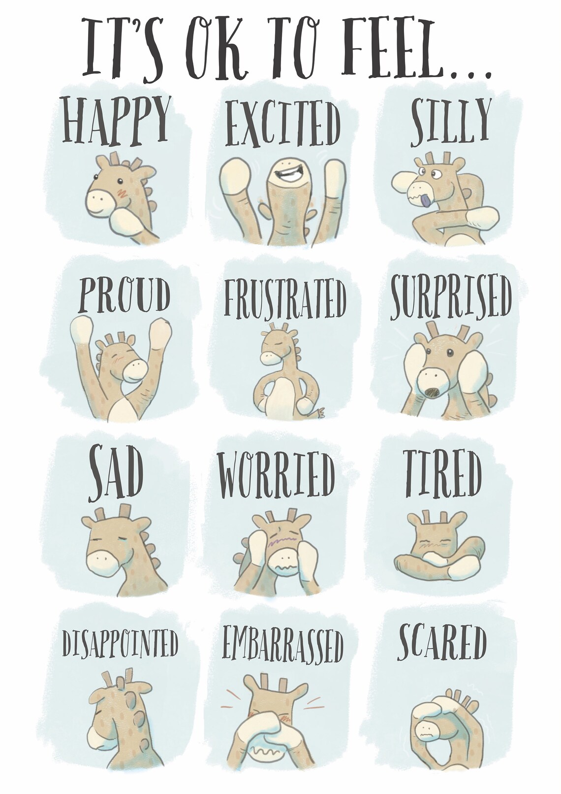Emotions Poster digital Feelings Chart Emotions Print - Etsy