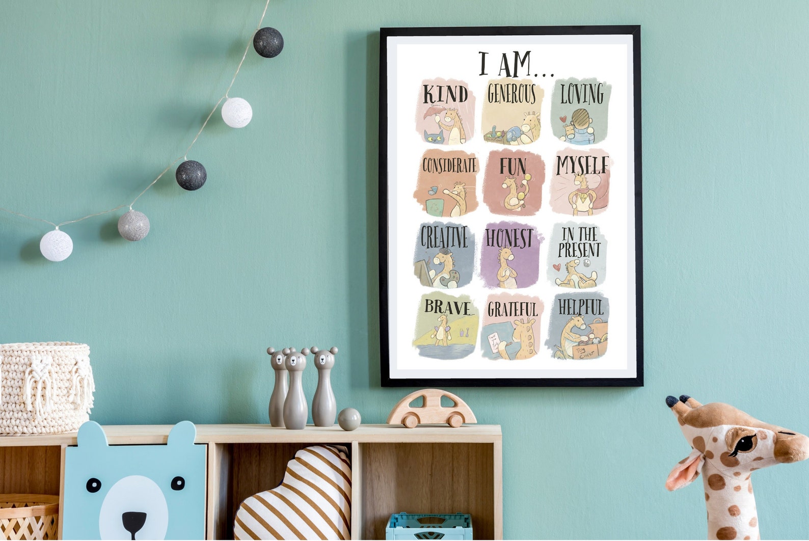 Inspiring Giraffe-themed Values Children's Poster, Educational, Kids ...
