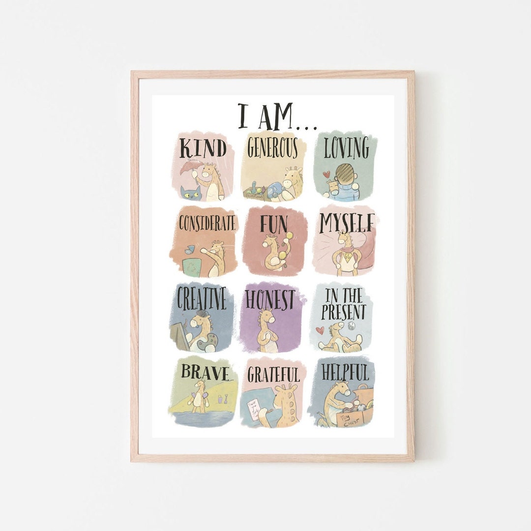 Values Poster digital, Educational, Kids Chart, Positive Affirmation ...