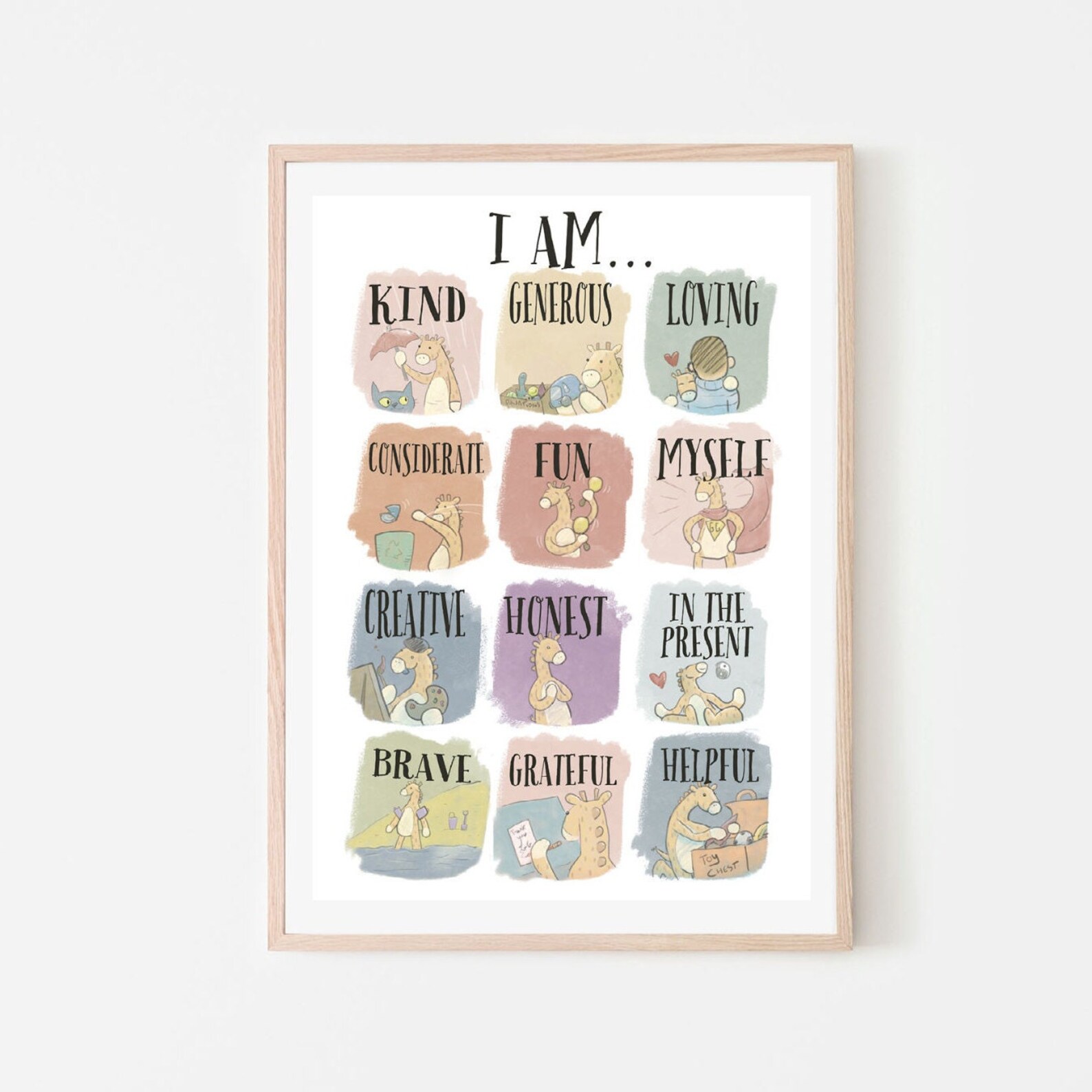 Inspiring Giraffe-themed Values Children's Poster, Educational, Kids ...