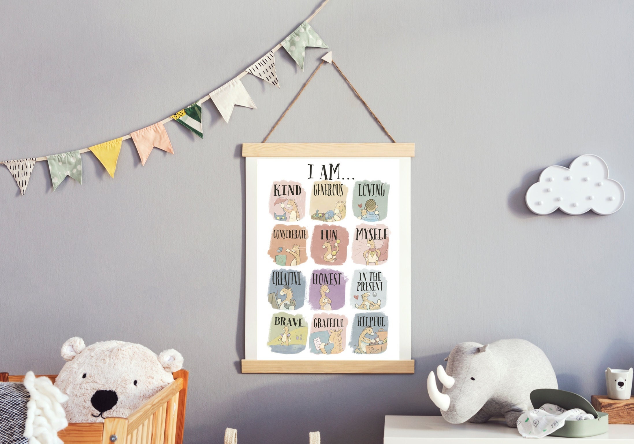 Values Poster digital, Educational, Kids Chart, Positive Affirmation ...