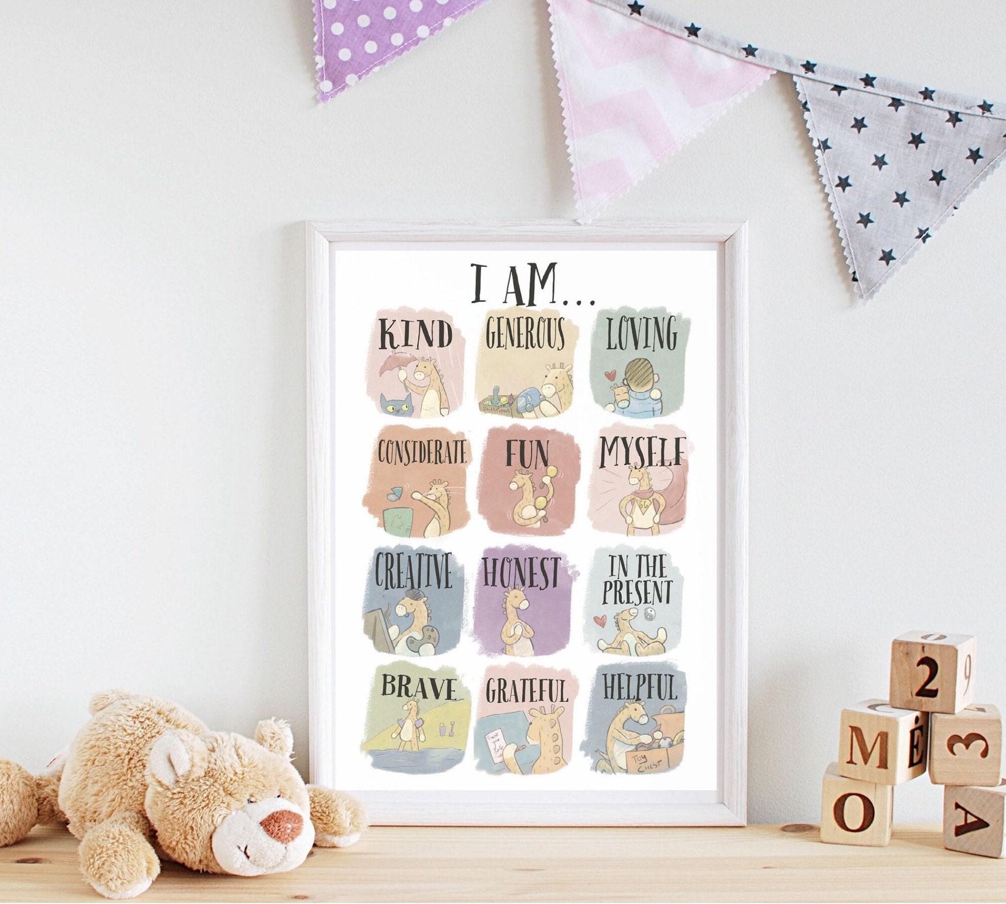 Values Poster digital, Educational, Kids Chart, Positive Affirmation ...