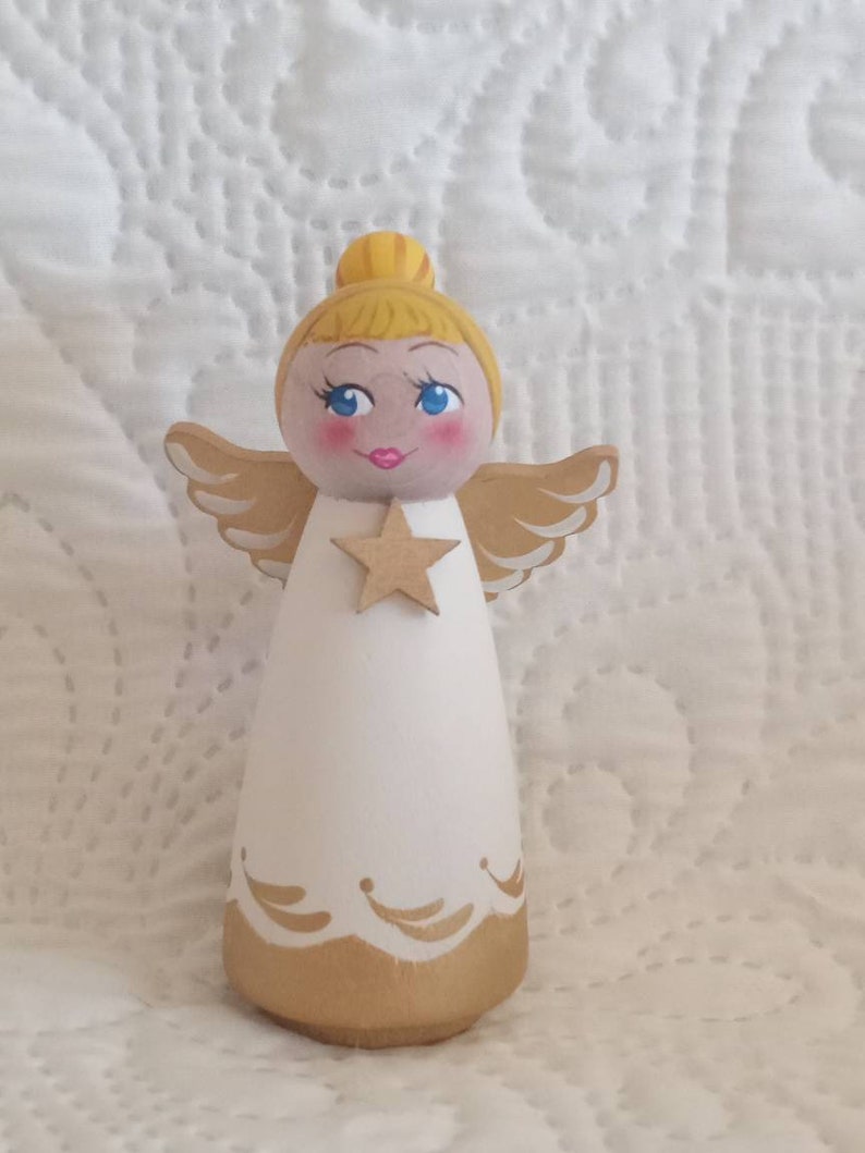 Wooden Peg Angel - Etsy