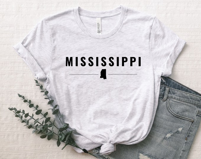 Mississippi T-shirt, Distressed State Design Unisex Mississippi Shirt ...