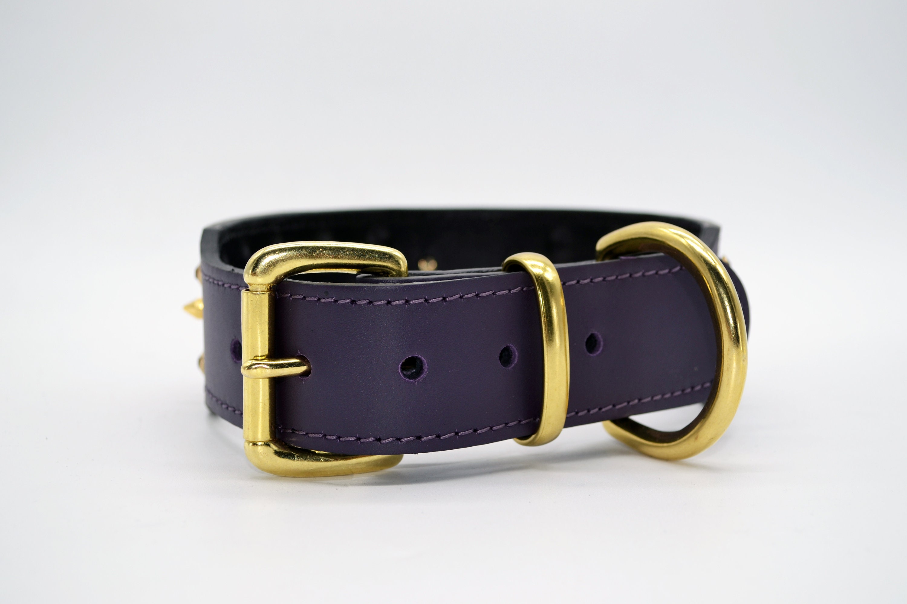 WILD WOLF Dog Collar / Gold Spike Dog Collar / Custom Leather Dog ...