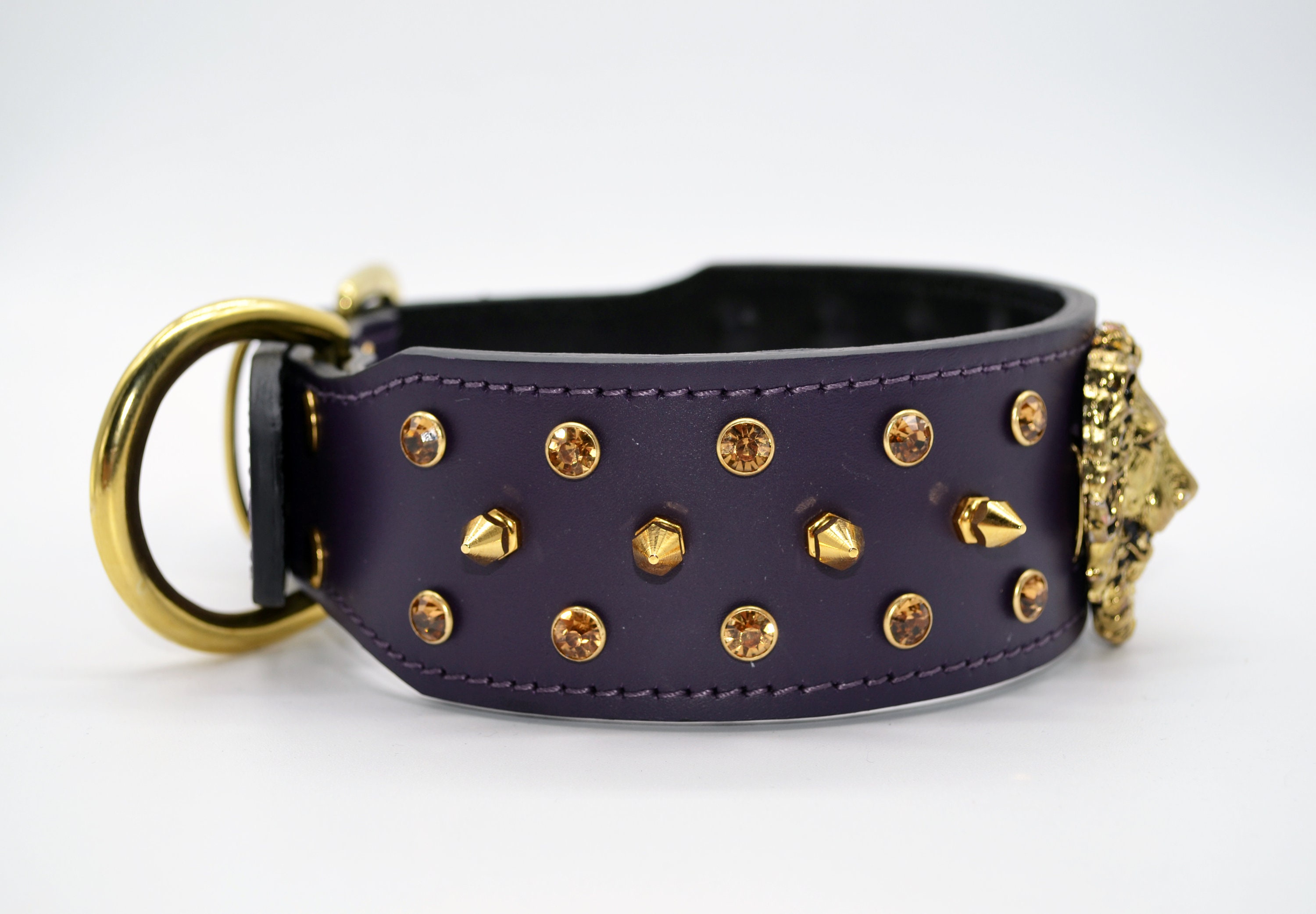 WILD WOLF Dog Collar / Gold Spike Dog Collar / Custom Leather Dog ...