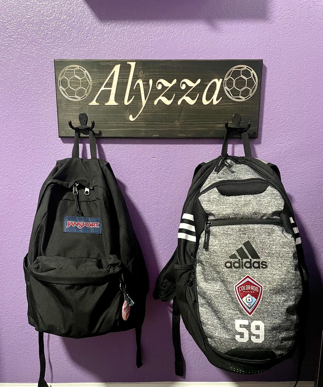 Backpack Holder, Personalized Wooden Sign, Custom Wooden Sign, Wooden ...