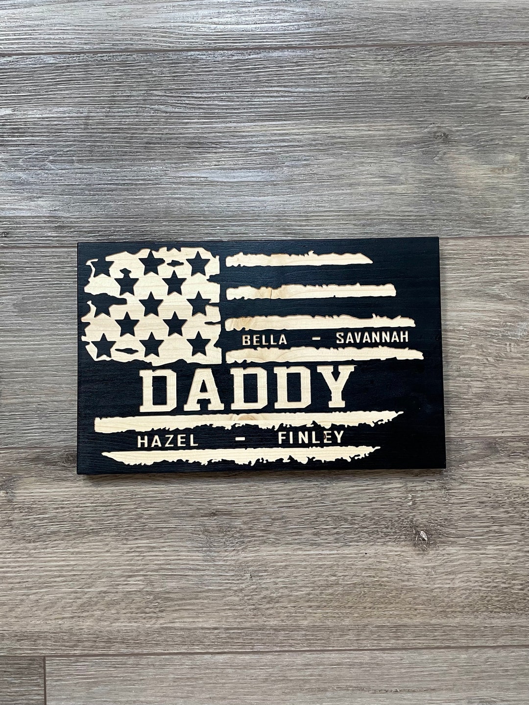 Father’s Day Flag Wooden Sign, Wooden Sign, Daddy Flag, Christmas Gift ...