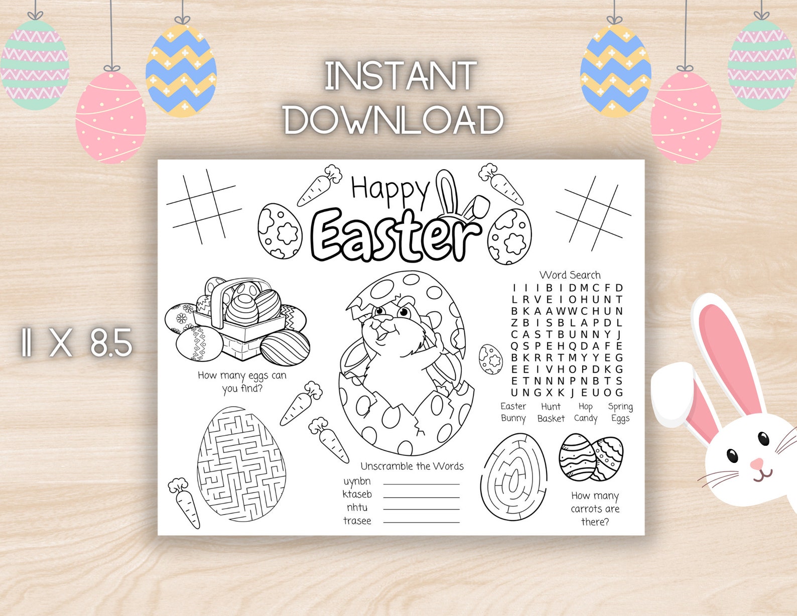 Easter Placemat, Easter Coloring Sheet, Printable Easter Activities ...