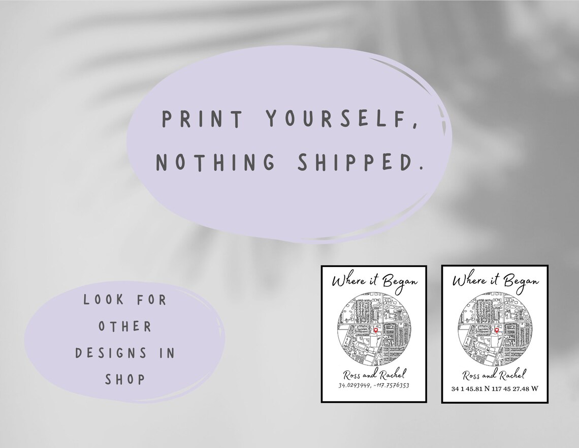 Where It Began, Where We Met, Valentine's Present, Heart Shape Map ...